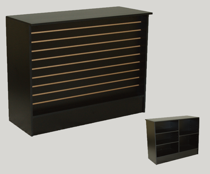 WRAP COUNTER with SLATWALL FRONT PANEL BLACK - DWC