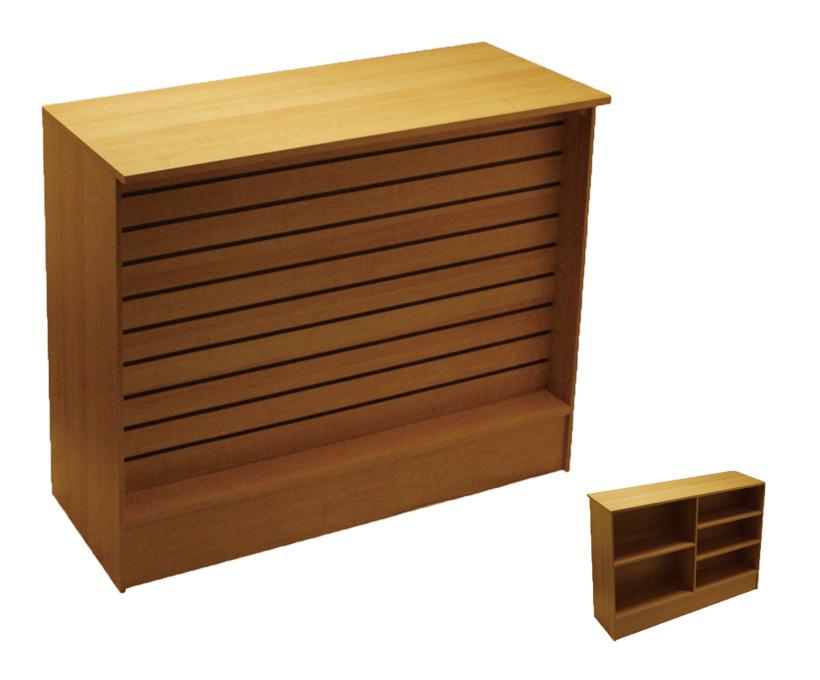 WRAP COUNTER with SLATWALL FRONT PANEL MAPLE - DWC