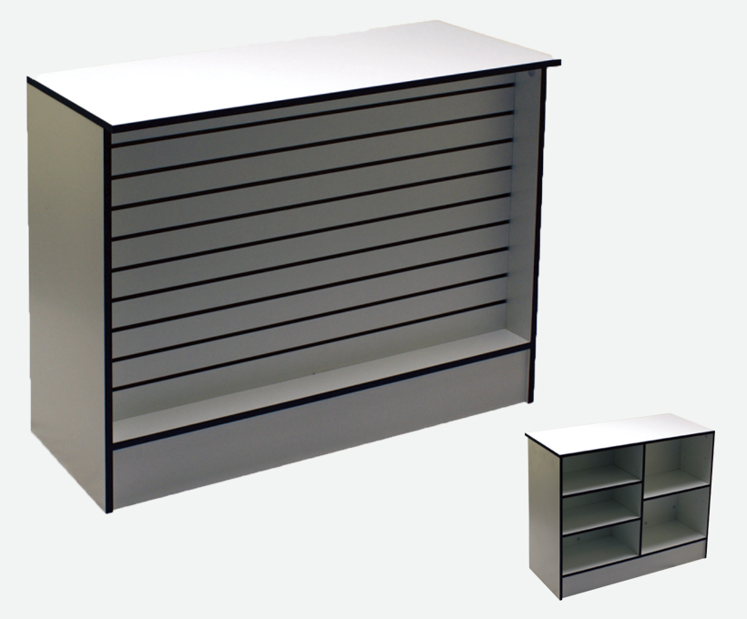 WRAP COUNTER with SLATWALL FRONT PANEL WHITE - DWC