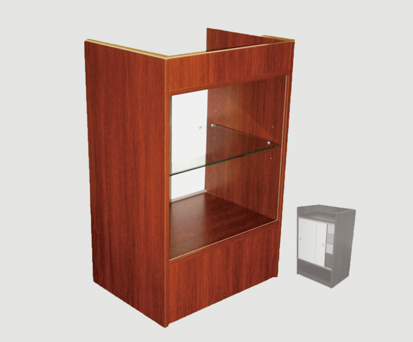 SCRGCHE GLASS FRONT CASH REGISTER STAND - DWC