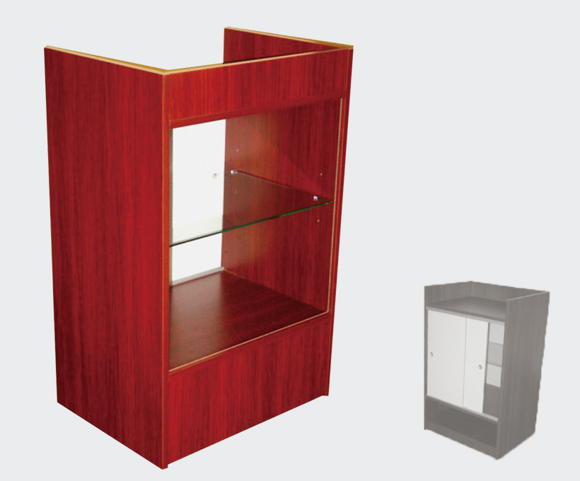SCRGWAL GLASS FRONT CASH REGISTER STAND - DWC